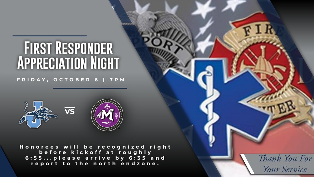 First Responder Appreciation Night on October 6th at the Football Game ...